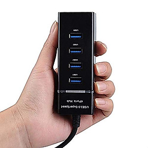 USB Hub, Portable 4 Port USB 3.0 Hub, Super Speed Data Sync Adapter Universal for Computer, Laptop, USB Flash Drives and Mobile HDD