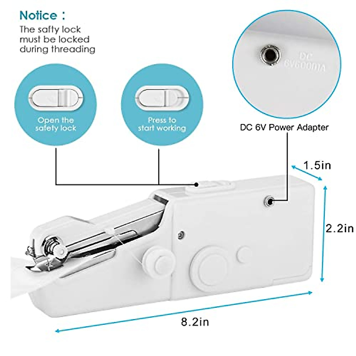 Handheld Sewing Machine, Mini Portable Sewing Machine, Quick Stitching Sewing Machine Suitable for Clothes, Fabrics, DIY Home Travel