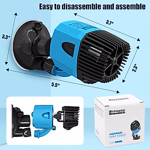 LYPHARD AQUARIUMS Wave Maker for Aquarium Tank, 1320GPH Power Head 40 Gallon Circulation Pump Ultra Silence, 360° Rotating Fish Tank Submersible Water Pump, Single Wave