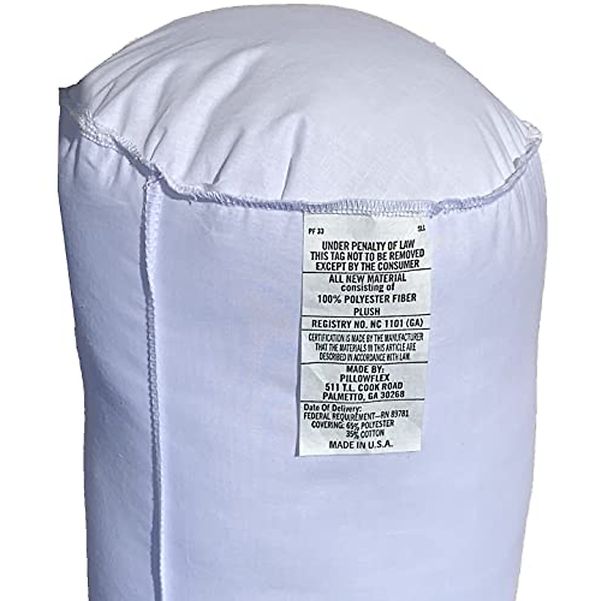 Pillowflex Bolster Pillow - 8" x 24" - Plush Polyester-Filled Insert for Decorative Shams - Comes in a Poly-Cotton Shell - Odorless, Lint, and Dust-Free, No Lumps Stuffing for Pillows (White, Round)