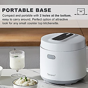 Tenavo Small Rice Cooker 3 Cups Uncooked,1.6L Rice Cooker Small, Portable Rice Cooker Small for 2-4 People, Mini Rice Cooker, Multi-cooker for Brown Rice, White Rice, Quinoa, Steel Cut Oats, and Grains, Touch Control, 400W, Black