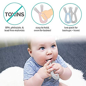 Most Recommended Molar Teether for Babies | ZoLi Bunny Baby Teething Toy, Gum Massaging Molar Gums Relief, Easy to Hold and chew, BPA, Phthalate, and Toxin Free teether, Lilac + ash Grey (Pack of 2)