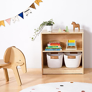 OOOK Rubber Wood Montessori Shelf and Toy Storage, 23.6" L, Compact Toddler Bookshelf for Small Space, Solid Wood Storage Cabinet Shelves for Classroom, Kindergarten, Kids Room, Playroom.