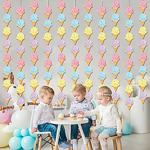 12 Pcs Ice Cream Banners Summer Party Decorations Garland Kit Ice Cream Hanging Swirl Beach Birthday Party String for Summer Beach Ice Cream Baby Shower 1st Birthday Girl Favor Party Supplies Decor