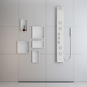 Achelous Stainless Steel Insert Shower Niche 12" X 6" NO Tile Needed, Bathroom Wall Niche Recessed Shower Shelf Organizer, Wall-inserted Niche Recessed Shower Caddy, Matte White