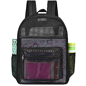 Heavy Duty Semi-Transparent Mesh Backpack，See Through College Student Backpack