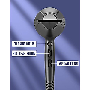 Hair Dryer Blow Dryer with Diffuser Brush Comb Attachments Powerful AC Motor for 3c Thick Hair Curly Women Professional Salon Best Hair Dryer(Black)