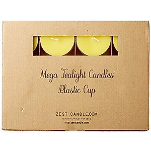 Zest Candle 12-Piece Tealight Candles, Mega Oversized Yellow s