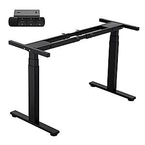 TOPSKY Dual Motor 3 Stage Electric Adjustable Standing Desk Frame Heavy Duty 300lb Load Capacity for Home Office (Black Frame Only)
