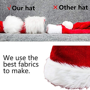 AOGU 6 Pack Plush Santa Hat Confortable Velvet Red Christmas Hat for Christmas Party Favors Fit for Adults and Kids