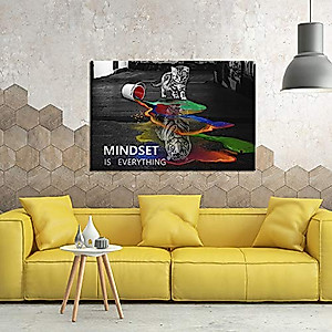 iKNOW FOTO Motivational Posters Canvas Wall Art Inspirational Prints Cute Cat Wall Art Tiger Animals Picture Mindset Art Work Painting Home Decoration for Classroom Dorms Office Decor 24x36inch