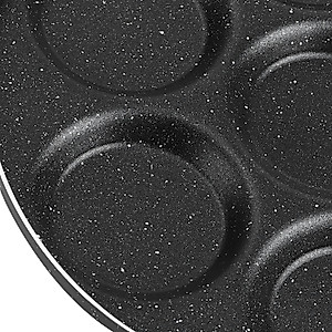 Uplory Egg Frying Pan, 7-Grid Multi Egg Cooking Pan with Anti Scald Handle For Home Hotel Restaurant Kitchen,Black