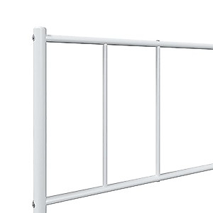 vidaXL Classic White Metal Bed Frame with Durable Powder-Coated Steel, Supportive Headboard, Robust Slats and Extra Storage Space – 39.4"x74.8"