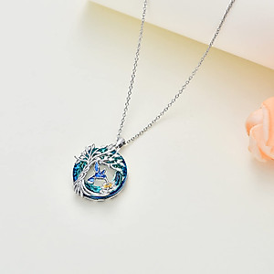 TOUPOP Insect Animal Theme Tree of Life Sterling Silver Hummingbird Pendant Necklace with Blue Crystal Cremation Jewelry Birthday Memorial Gifts for Women, Deep Blue Hummingbird