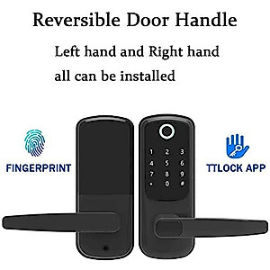 Alexa Door Locks for Front Door, Gimkok 6-in-1 Keyless Front Door Lock Alexa with Reversible Handle for Home, Office, Voice Control, Use APP, IC Card, Anti-peep Code Door Lock Handle (Black)