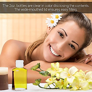 60pcs 2oz Clear Empty Travel PET Plastic Bottles with Flip Top Caps,Refillable Top Bottles, No BPA/No Parabens