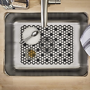 Spectrum Diversified Hexa Raised Feet Quick-Drying Heavy-Duty Protector with Non-Slip Surface, Large Farmhouse Sink Mat, Frost/Gray