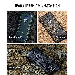 DOOGEE S51 Rugged Smartphone Unlocked Android 12, Helio G25 4GB+64GB 5180mAh Battery, Dual SIM 4G, 6.0" IPS HD, IP68 Waterproof IP69K Rugged Phone, NFC, AI Double Camera (12MP+2MP) 8MP Front Orange