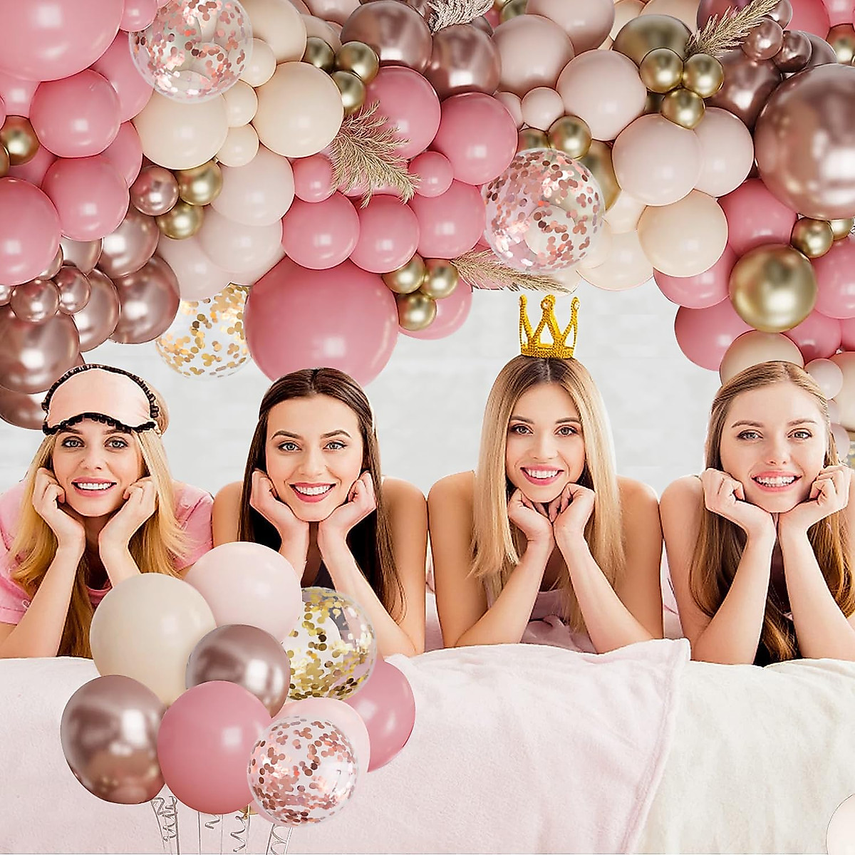 Blush Pink Nude Balloon Arch Kit, Dusty Pink Rose Gold Nude Balloons for Girls Women Birthday Baby Bridal Shower Engagement Wedding Party Decorations