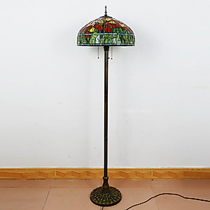 errzom 20-Inch Tiffany Style Floral Floor Lamp Stained Glass Standing Lamp Tulip & Rose Corner Standing Reading Lamp for Living Room Bedroom Cafe Bar, 67 Inch Tall,Tulip