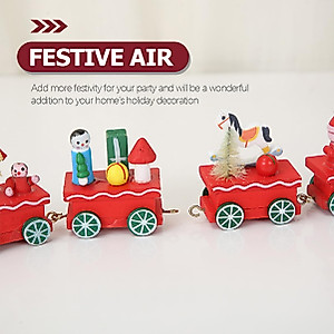 ifundom 1 Set Christmas Train Ornaments 2000s Party Decorations Train Centerpiece Decoration Christmas Wood Toy Train Figures Red Decorations Christmas Train Decorations Statue Wooden