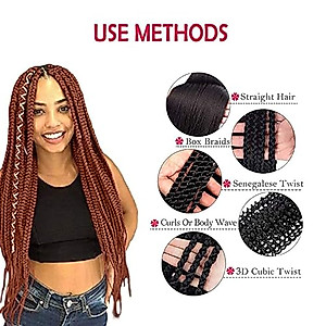 Remy Blue Pre Stretched Braiding Hair, 26 Inch 6 Packs Ginger Braiding Hair Professional Box Braiding Hair Itch Free, Hot Water Setting Twist Synthetic Braiding Hair Extensions(26, 350#)