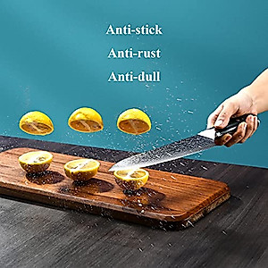 MOFFTI Damascus Chef Knife 8", Japanese VG-10 Stainless Steel Damascus Knife, Razor Sharp Kitchen Knife, Well-Balanced Japanese Knife, Aviation Material Handle, Gift Box Anti-rust Anti-dull Full Tang