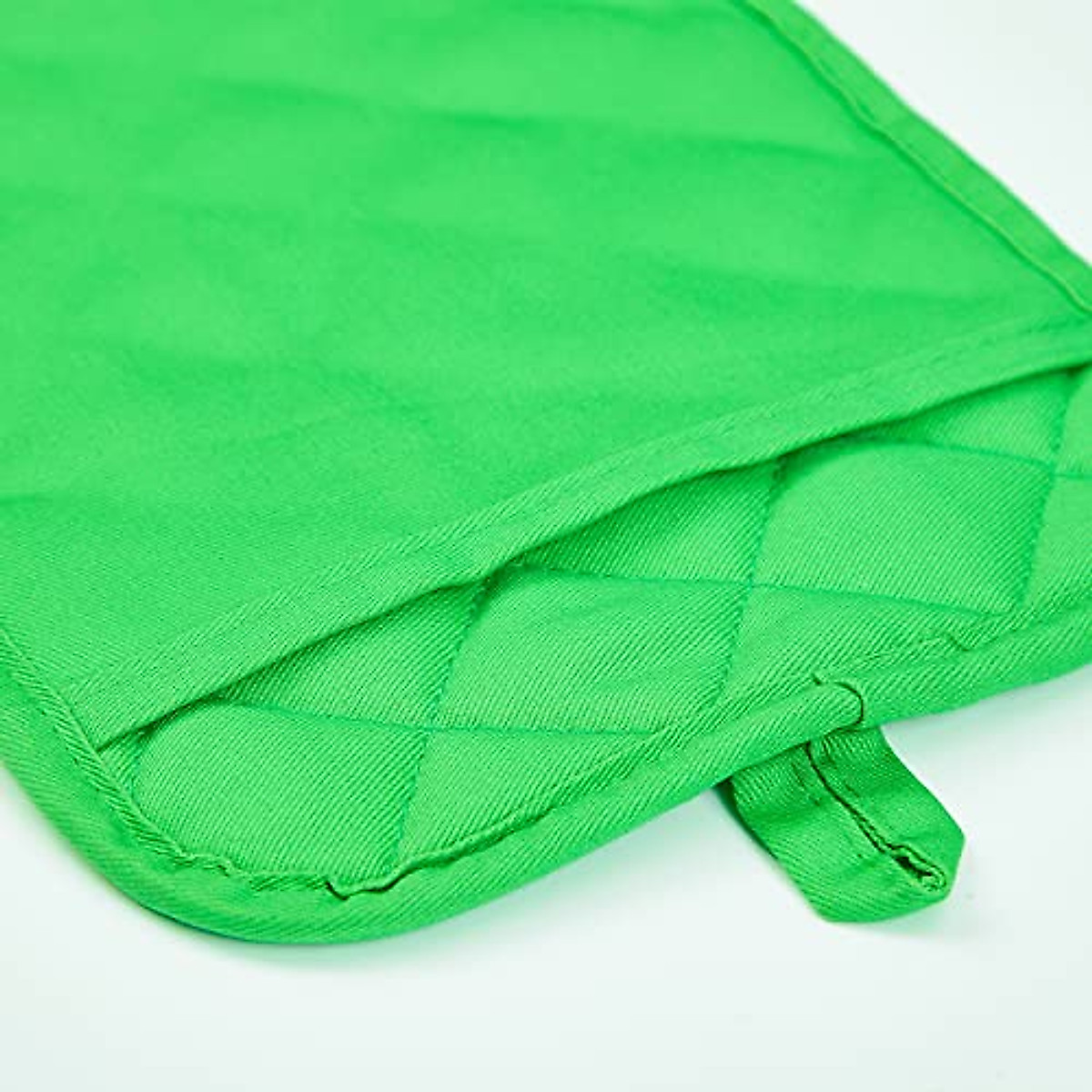 Jehdhe 4 Pack Pot Holders with Pocket Cotton Heat Resistant Potholder Bulk Pot Holders for Kitchen Hot Pad Large Pot Holder Set, 7 x 9 Inches, Green