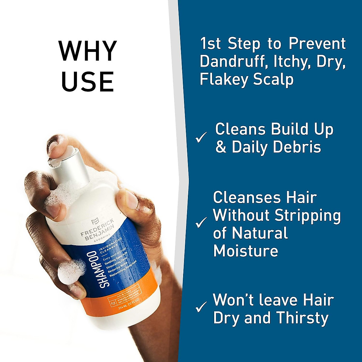 Frederick Benjamin Shampoo, with Natural Oils, Cleanses & Hydrates Dry Scalp & Hair, 12oz