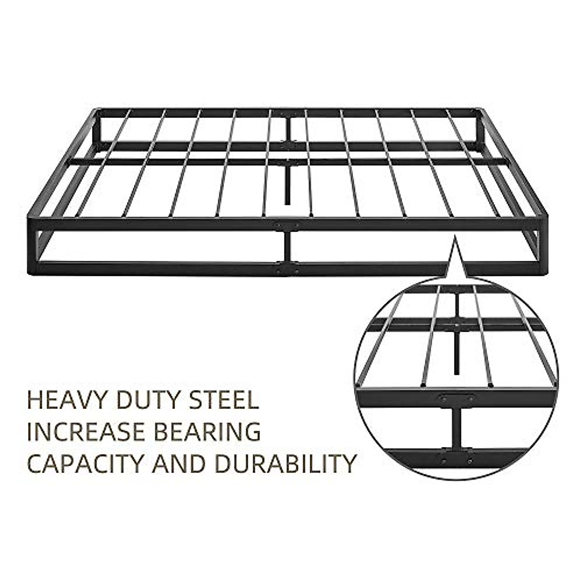 BIKAHOM Modern 9 Inch Metal Platform Bed Frame Queen with Heavy Duty Steel Foundation for Bedroom,Mattress Foundation,No Box Spring Needed,Sturdy Steel Structure