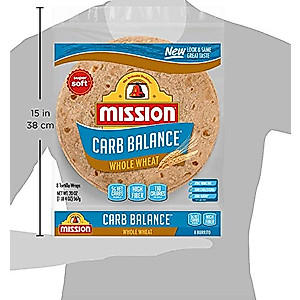Mission 10 Inch Carb Balance Whole Wheat Tortillas LARGE Burrito 8 ct 20 oz Pack of 2 Total of 40 oz Kosher Certified