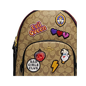 Coach Women's Court Backpack (Signature Canvas - Patches - Villains Motif - Khaki Multi)