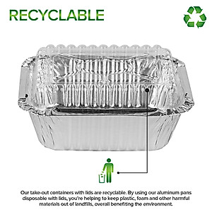 Stock Your Home 1 Lb Small Aluminum Pans with Lids (100 Pack) Foil Pans + Clear Plastic Lids, Disposable Cookware, Takeout Trays with Lids - To Go Disposable Food Containers for Restaurants & Catering