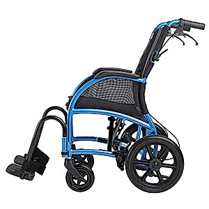 Strongback Mobility Excursion 12S+AB Lightweight Folding Wheelchair for Adults and Seniors - Transport Chair with Built-in Adjustable Lumbar Support; 18" Seat (12" Rear Wheels)