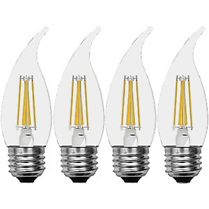 GE Relax LED Light Bulbs, 40 Watt, Soft White, Decorative Bulbs, Clear, Medium Base (4 Pack)