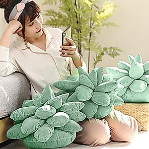 2Pack 3D Succulents Cactus, Cute Throw Pillows, Succulent Plush Green Flower, Plant Shaped, Novelty Succulent Pillows Decorative for Home Bedroom Room Decor (Dark Green)