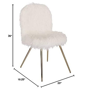 OSP Home Furnishings Julia Chic Accent Chair, White Faux Fur and Gold Legs