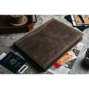 Personalized Leather Portfolio for Men, Engraved Leather Clipboard Portfolio Binder, Custom Leather Legal Pad Padfolio, Christmas Gift for His/Her (Clipboard, Grey-Standard)