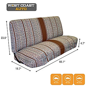 West Coast Auto Universal Baja Saddle Blanket Bench Full Size Seat Cover Fits Ford, Chevrolet, Dodge, and Full Size Pickup Trucks (Brown)