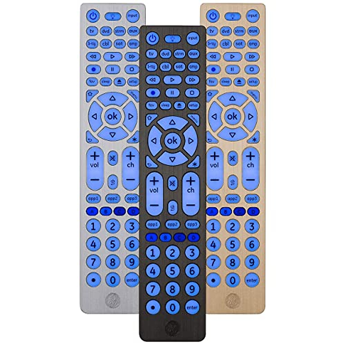 GE Backlit Buttons Universal Remote Control, Samsung TV Remote Control Replacement, Samsung Remote Control for Smart TV, Roku Remote Replacement, Vizio, LG TV, Sony, Apple TV, 8-Device, Black, 37123