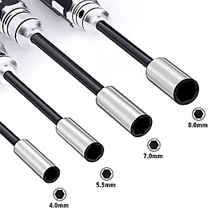 HRB 4PCS 4.0mm 5.5mm 7.0mm 8.0mm Hex Driver Set Allen Screwdriver RC Tools Flat Head Hexagon Screw Drivers Wrench Tool Kit for RC Quadcopter Helicopter Car Multi-Axis FPV Racing Drone Model Fixed-Wing