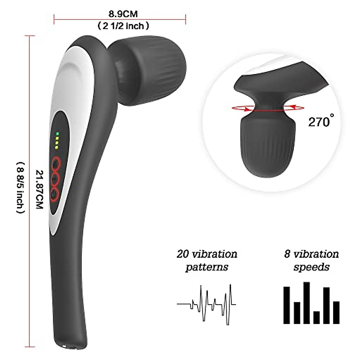 UV STYLISH Rechargeable Personal Hand Held Deep Tissue Vibrating Massager for Muscles, Back, Foot, Neck -Cordless Electric Percussion Body Wand Massage Gift for Women her