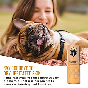 Rhino Wax - Healing Skin Balm - Dog Dry Skin Moisturizer - Dog Itch Cream - Dog Rash Cream - Provides Soothing Relief for Dog Eczema, Irritated Skin - 2 Tubes + Cloth - Lick-Safe Natural - USA
