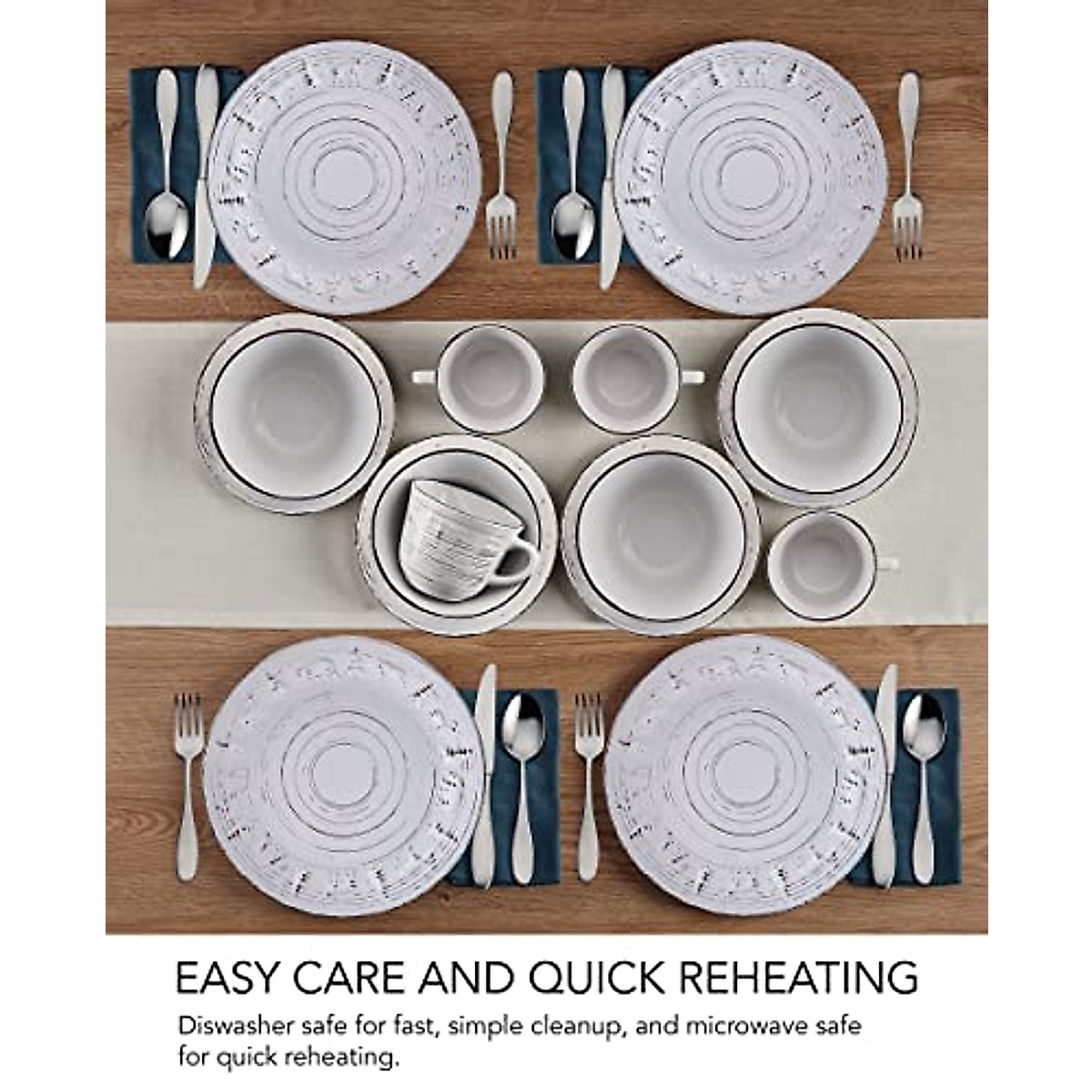 Pfaltzgraff Trellis Lodge 16 Piece Dinnerware Set, Service For 4, White