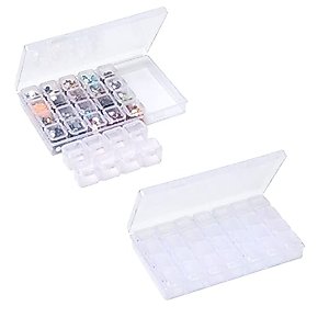 Nunobob 2 Pack 28 Slots Plastic Diamond Painting Storage Box Organizer Case Craft Nail Art Rhinestone Tools Beads Jewelry Storage NUSS5 NUSS5