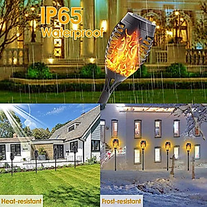 Solar Outdoor Lights, 4Pack Solar Torch Light with Flickering Flame,12 LED Tiki Torches for Outside Waterproof Landscape Decoration with Auto On/Off Dusk to Dawn for Christmas Garden Patio Yard