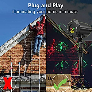 Poeland 12 Patterns Garden Lights Moving Laser Christmas Projector for Home and Garden