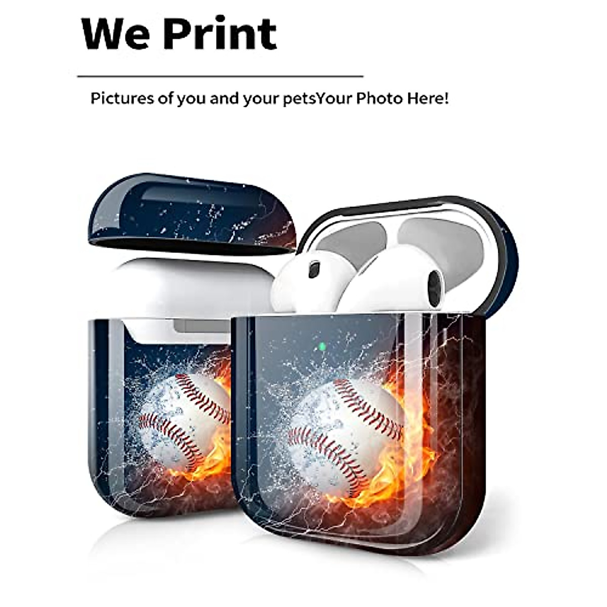 Black AirPods Case Cover,Soft AirPods Case 2&1 Shockproof Silicone Waterproof Protective AirPods Skin Protective Case for Airpods 1st/2nd Charging Case for iPhone 11/12/XR/7/7P (Baseball)