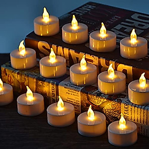Brigle Tea Lights, Flameless LED Candles Flickering Warm Yellow 200 Hours Battery-Powered Tea Light Candle Ideal for Party, Wedding, Birthday, Gifts and Home Decoration (24 Pack Warm Yellow)