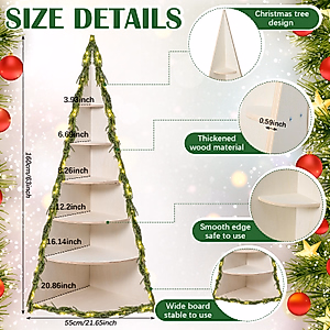 Vercraft Christmas Tree Bookshelf 63" Tall Christmas Tree Corner Shelf 6 Tier Wood Corner Display White Book Tree Bookshelf Ladder Shelves Display Stand for Bedroom Living Room Classroom Office
